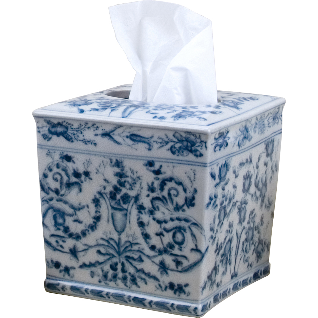 Blue and White French Fleur Porcelain Tissue Box – The French Cottage