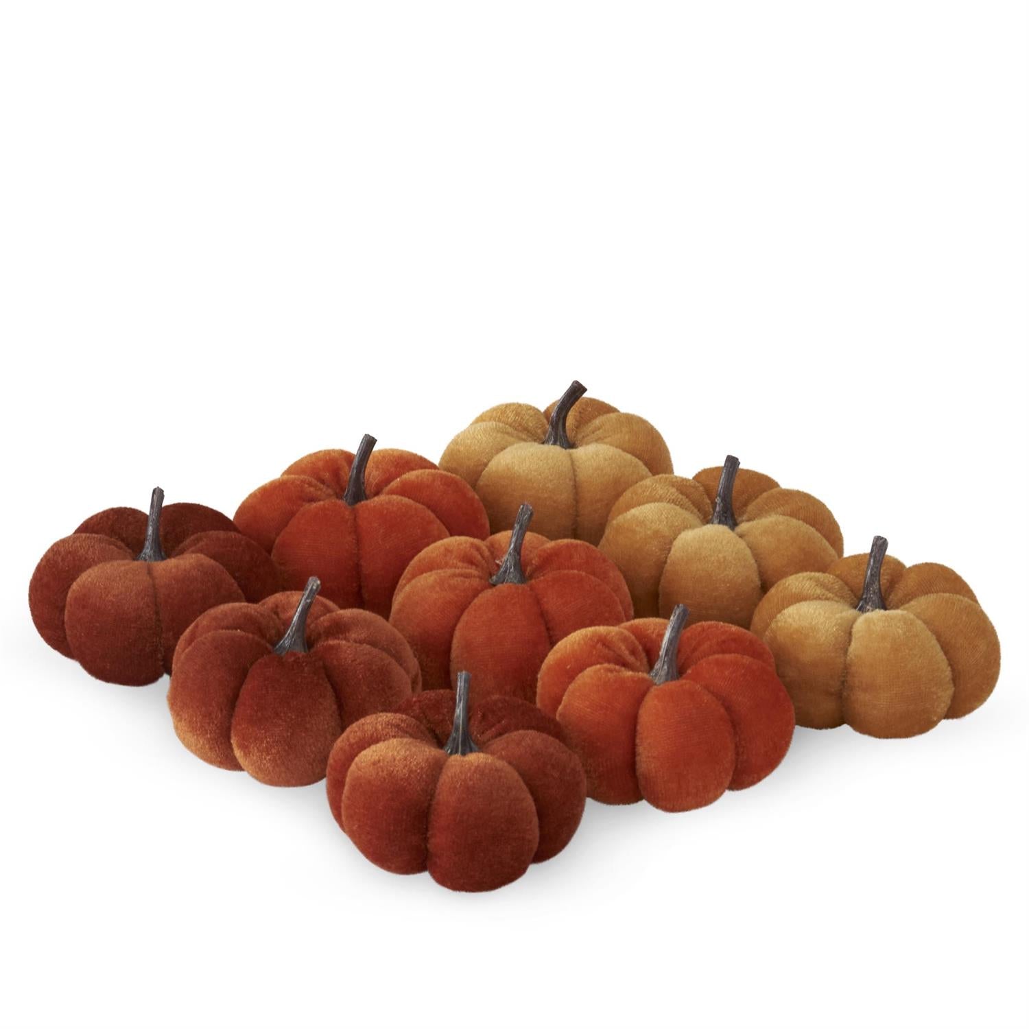 Assort. 2" Tan Rust & Orange Velvet Pumpkins – The French Cottage