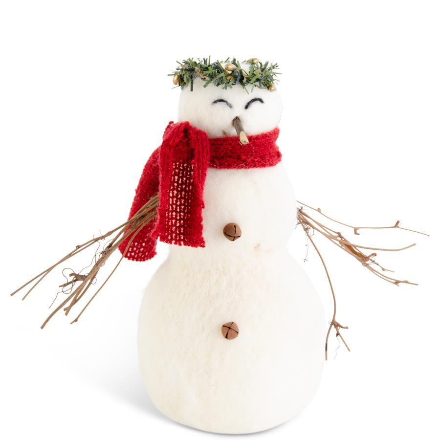 8.5" Wool Snowman w/Twig Arms and Wreath Crown – The French Cottage