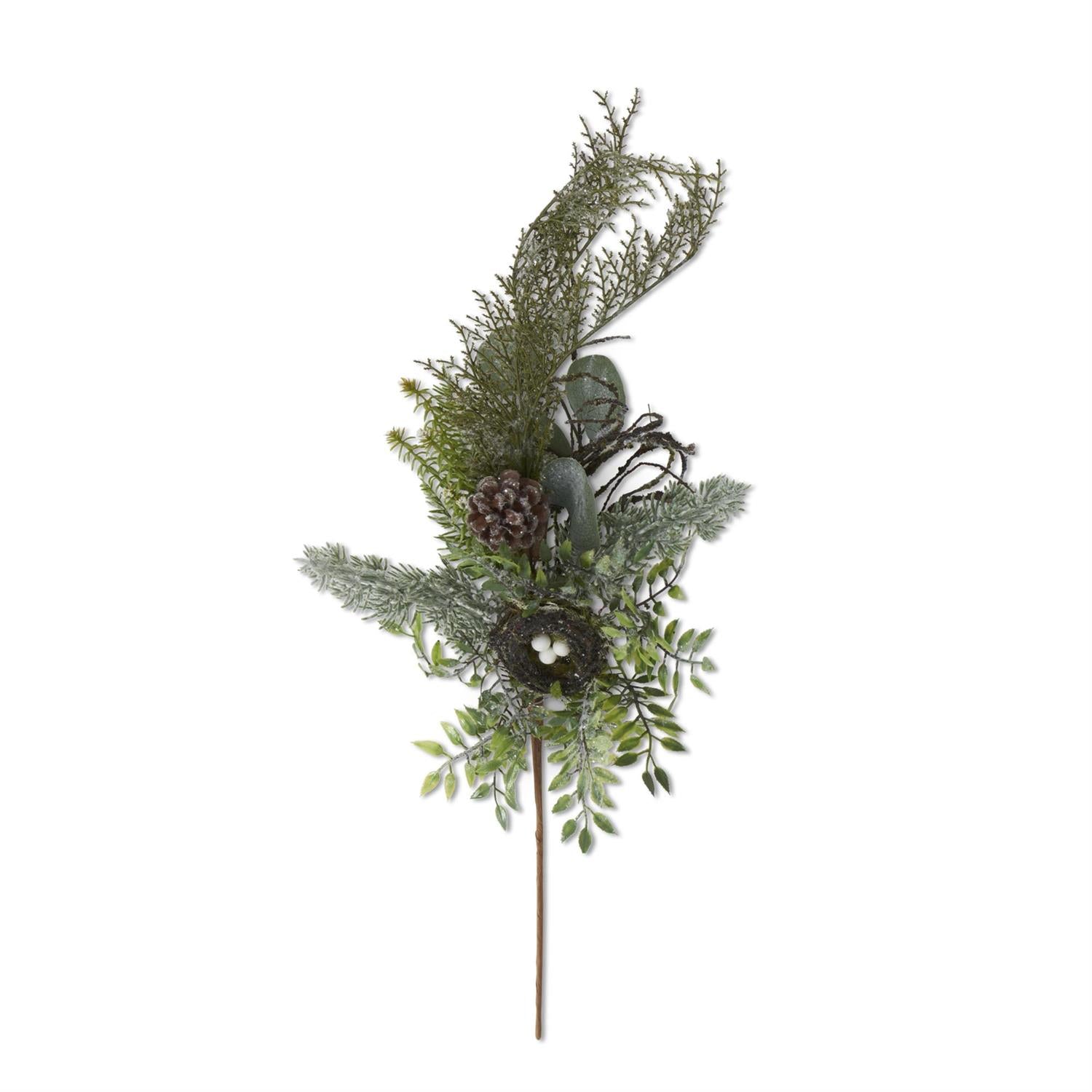 Mixed Pine Stem with Glittered Nest – The French Cottage