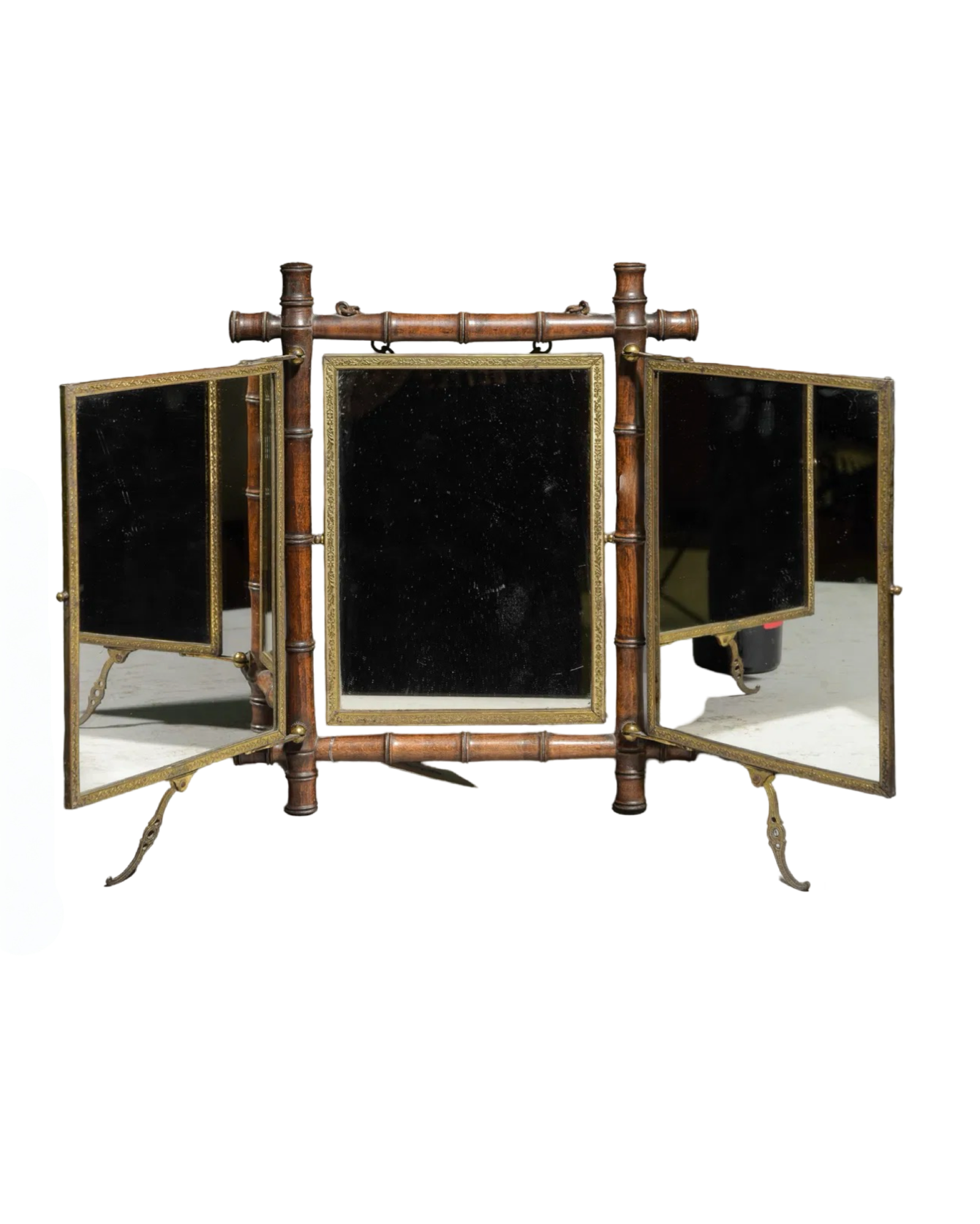 French Faux Bamboo Tri-Fold Triptych Mirror – The French Cottage