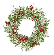 VARIEGATED HOLLY & BERRY WREATH, 22" – The French Cottage