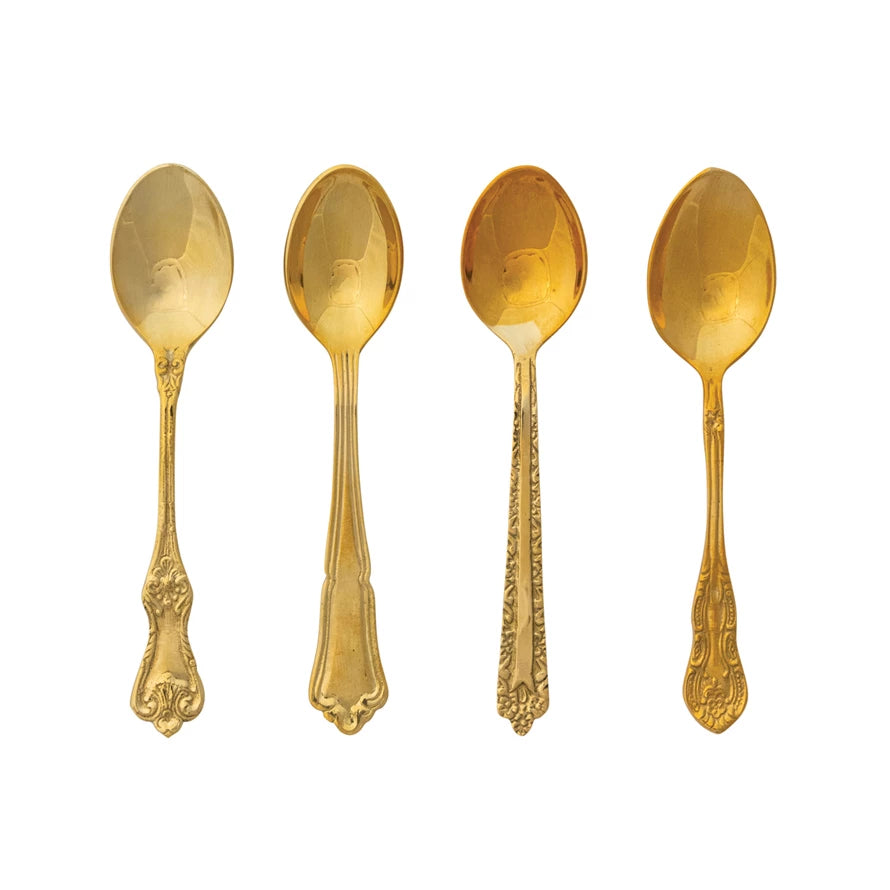 Embossed Brass Spoons, set of 4 – The French Cottage