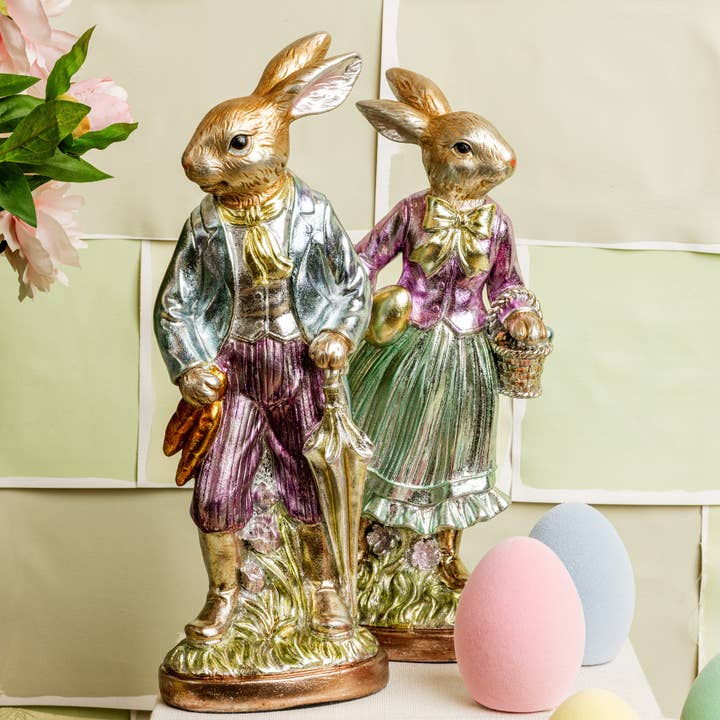 Vintage Foil Rabbit Couple (Set of 2) – The French Cottage