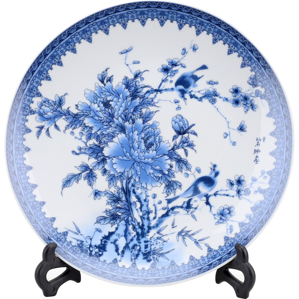 Blue and White Flower Plate with Stand – The French Cottage