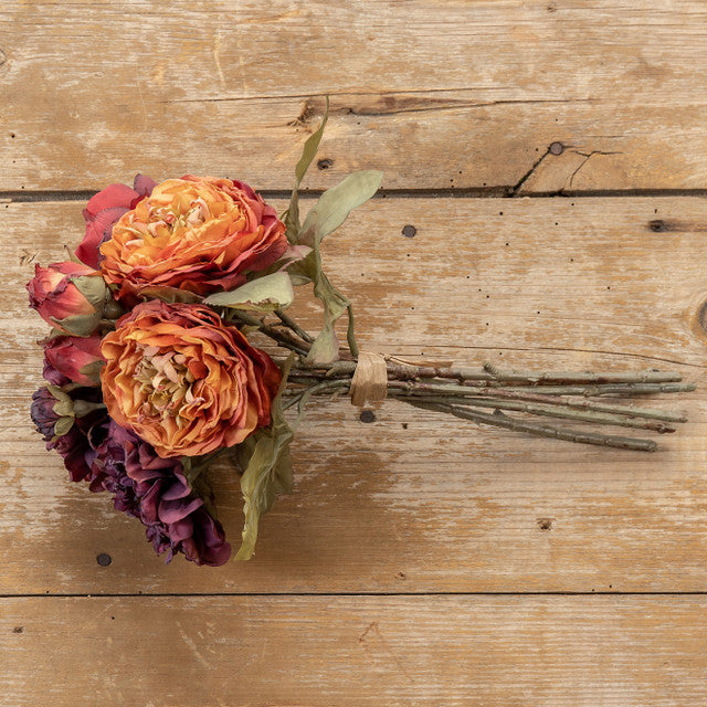 13" ORANGE & BURGUNDY DRIED ROSE, PEONY & ANEMONE BUNDLE – The French ...