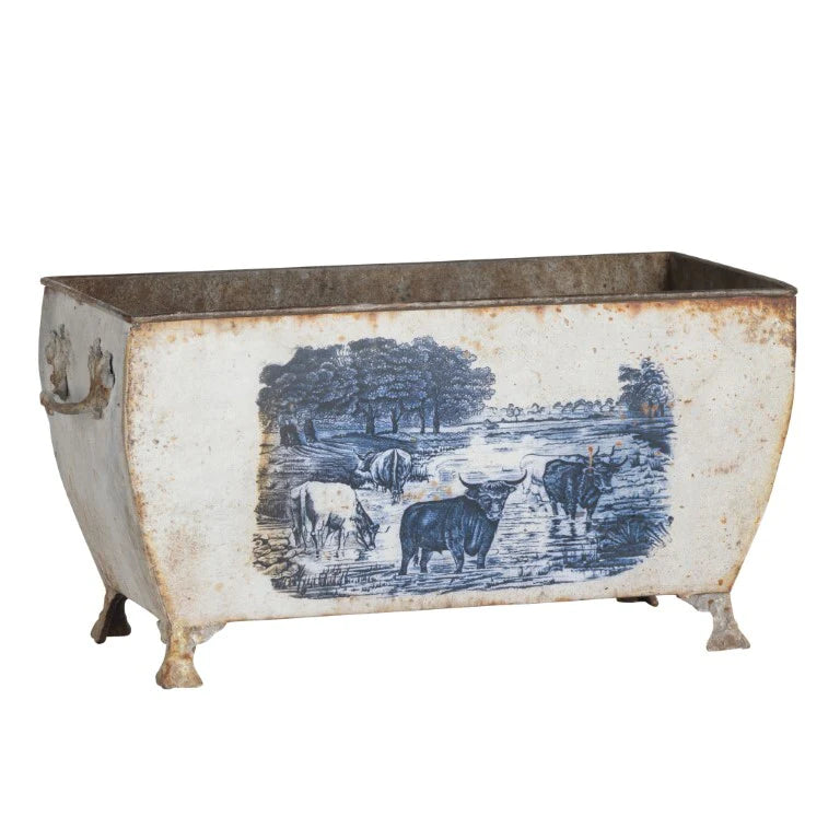 Blue Pastoral Rectangular Tole Container – The French Cottage